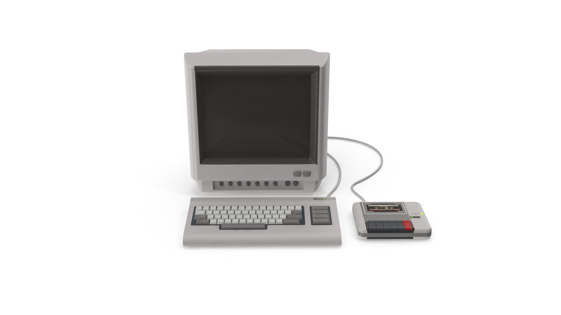 3D Retro Computer With Tape Deck And Keyboard Model - TurboSquid 2035768