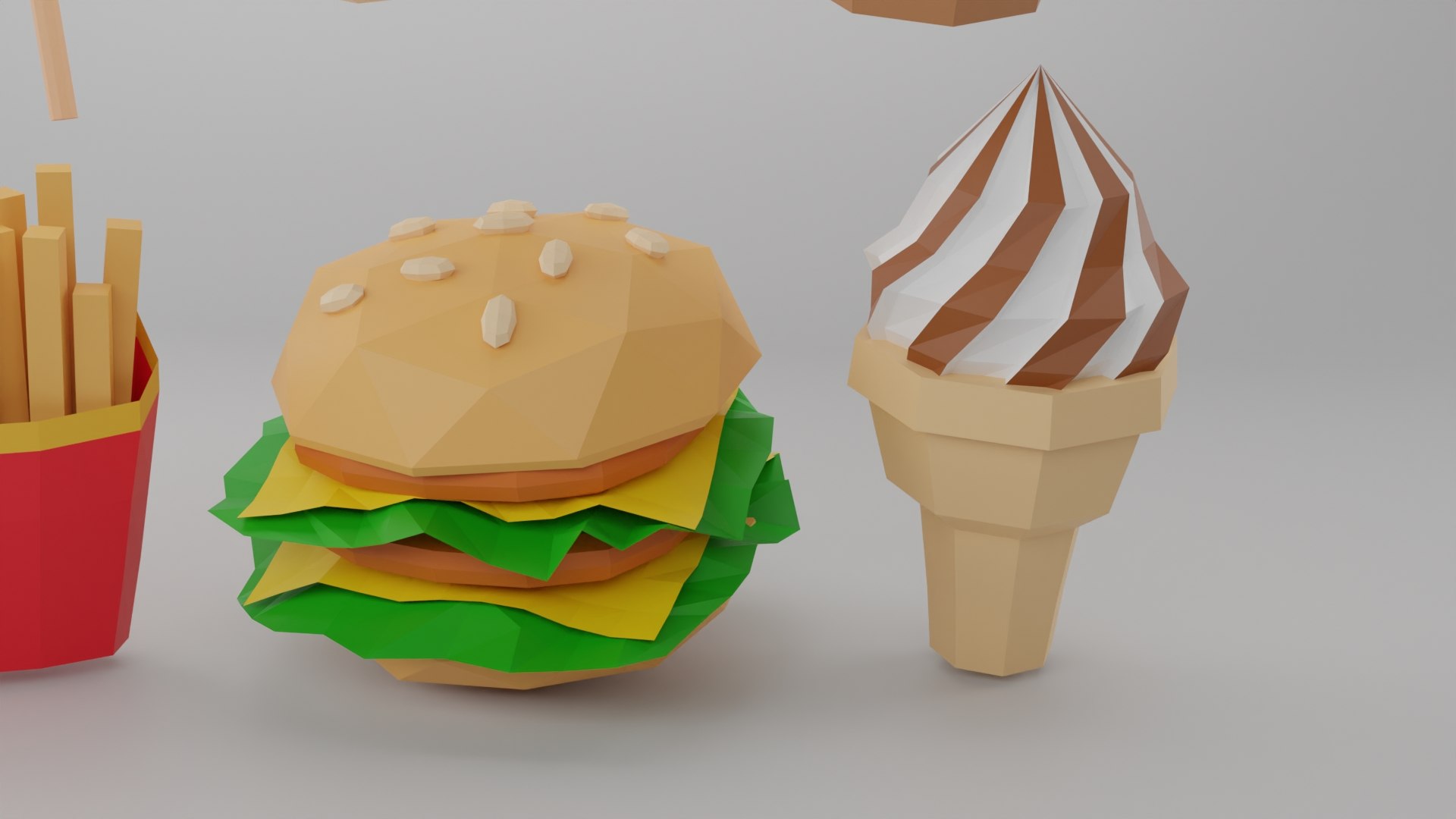 3D Model Fast Food Low Poly Set - TurboSquid 2004228