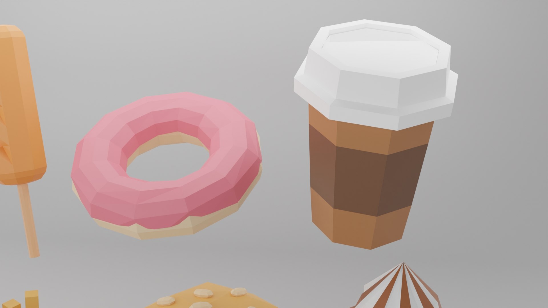 3D Model Fast Food Low Poly Set - TurboSquid 2004228