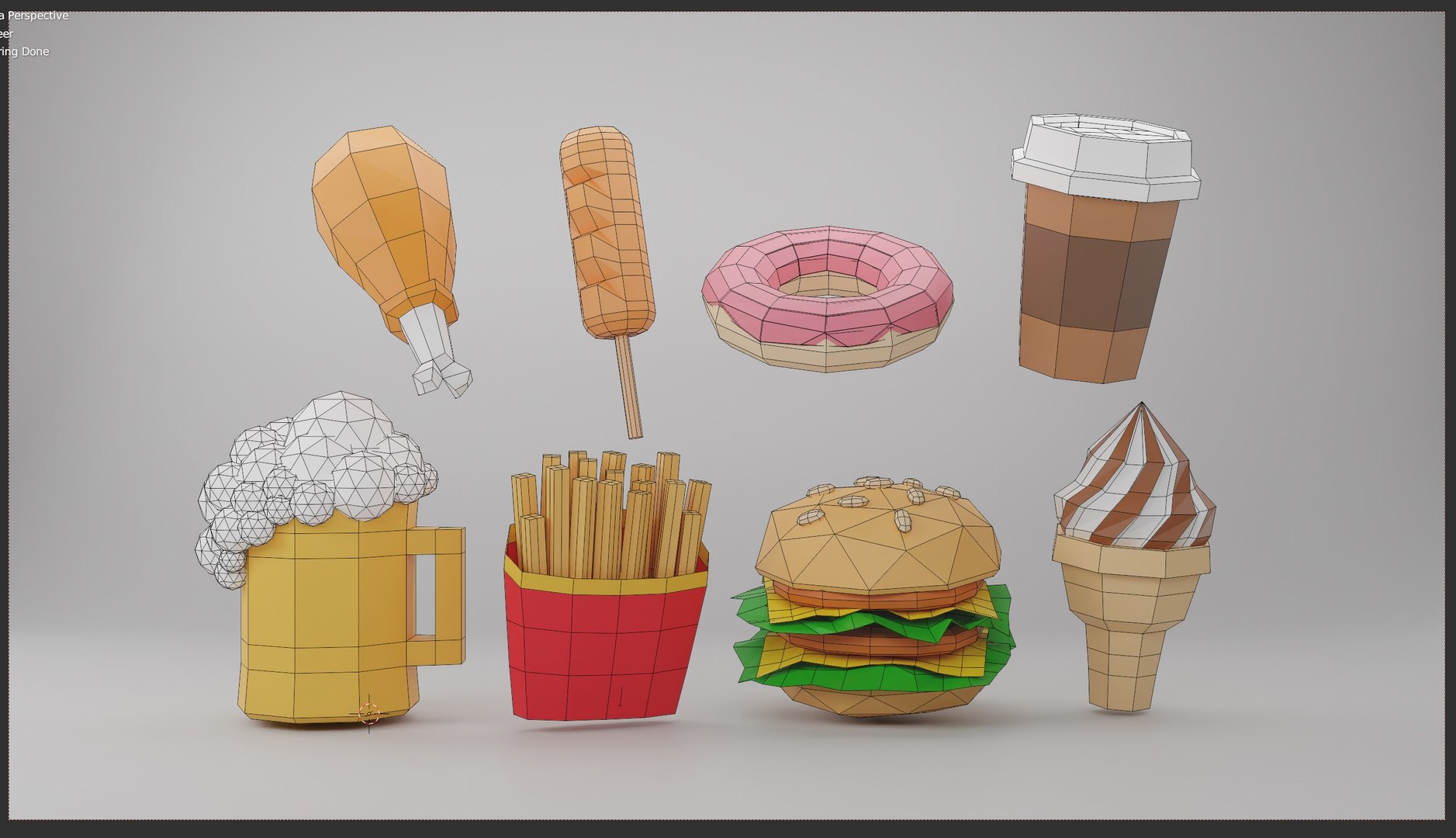 3D Model Fast Food Low Poly Set - TurboSquid 2004228
