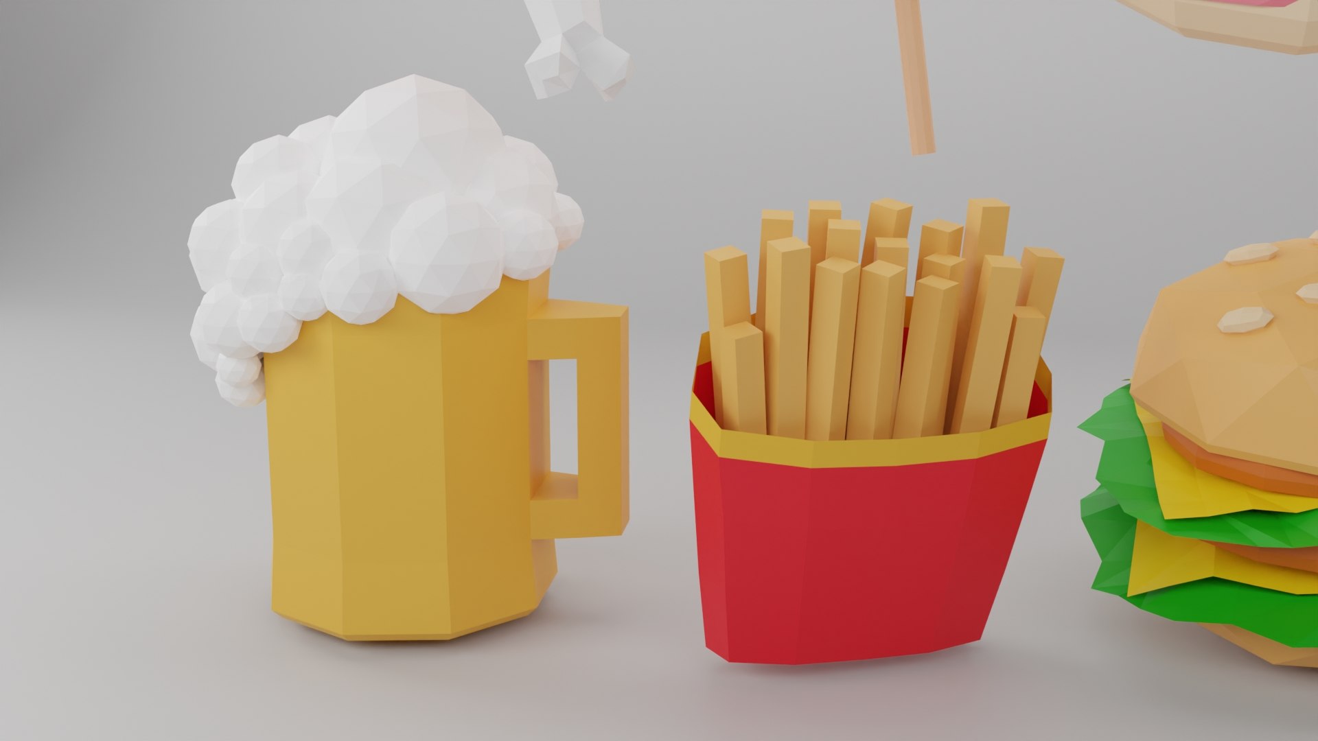 3D Model Fast Food Low Poly Set - TurboSquid 2004228
