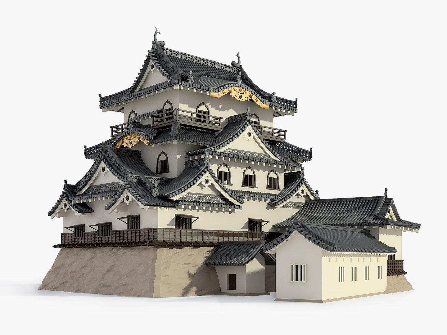 Hikone Japanese Castle 3D Model - TurboSquid 1603273