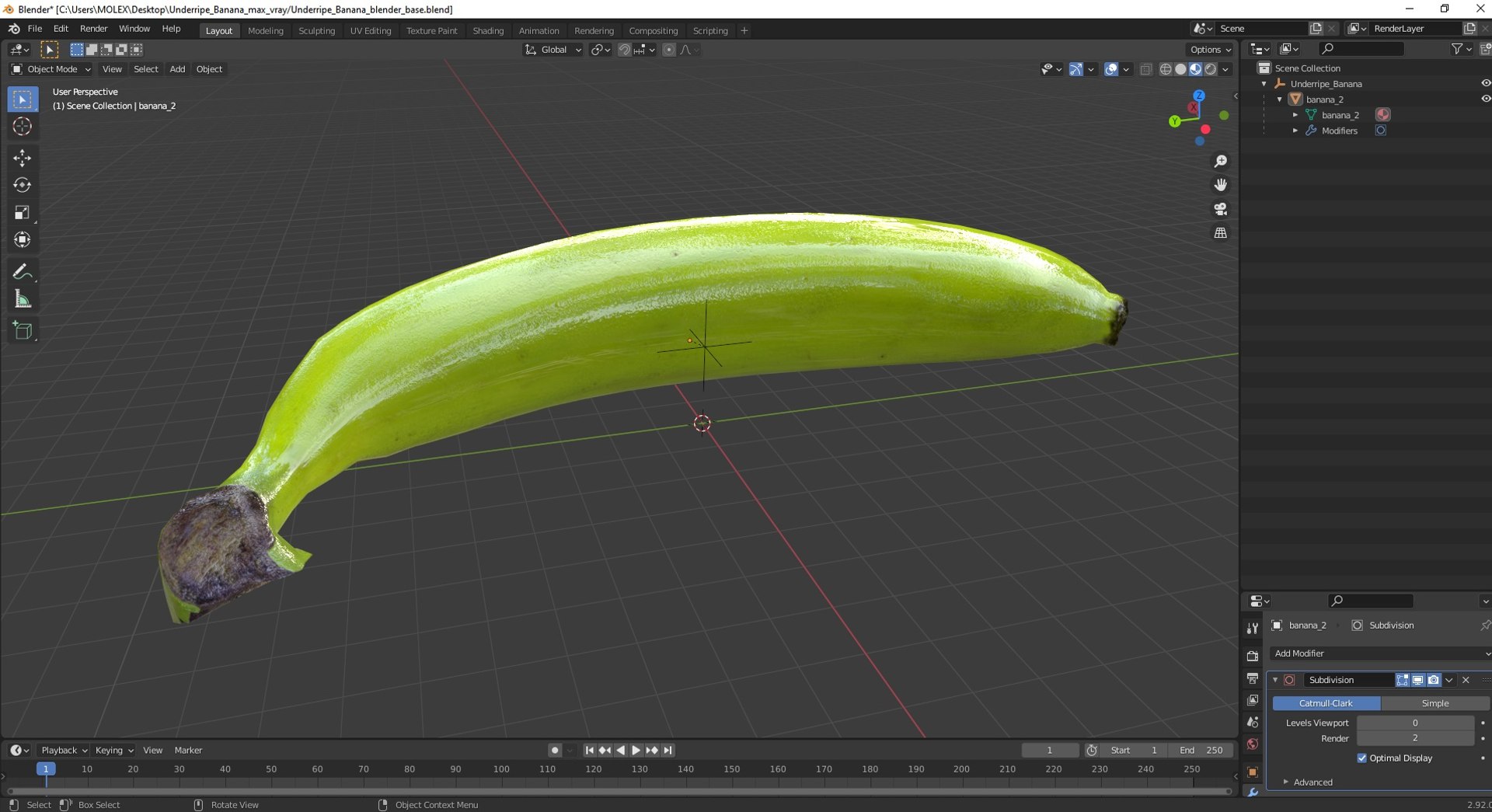 3D Model Underripe Banana - TurboSquid 2175141