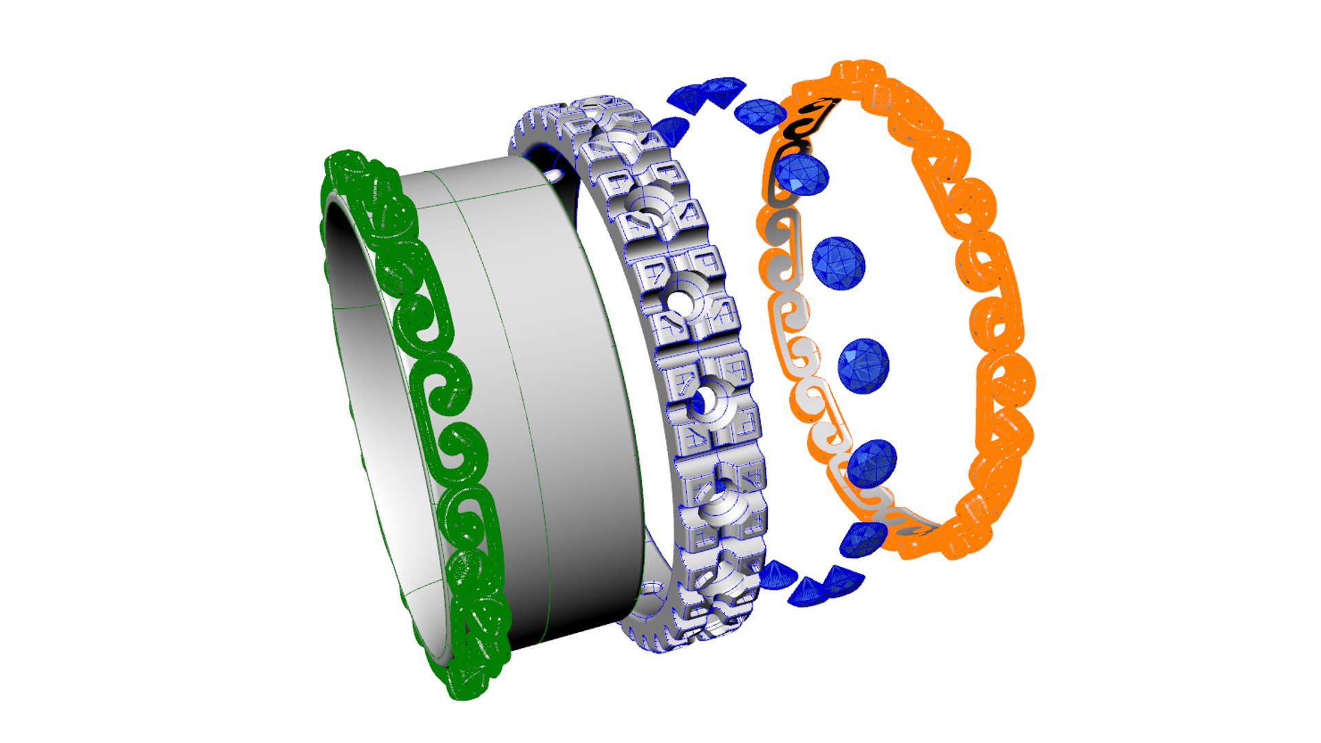 3D Model Spinner Ring With Blue Stones - TurboSquid 1920161
