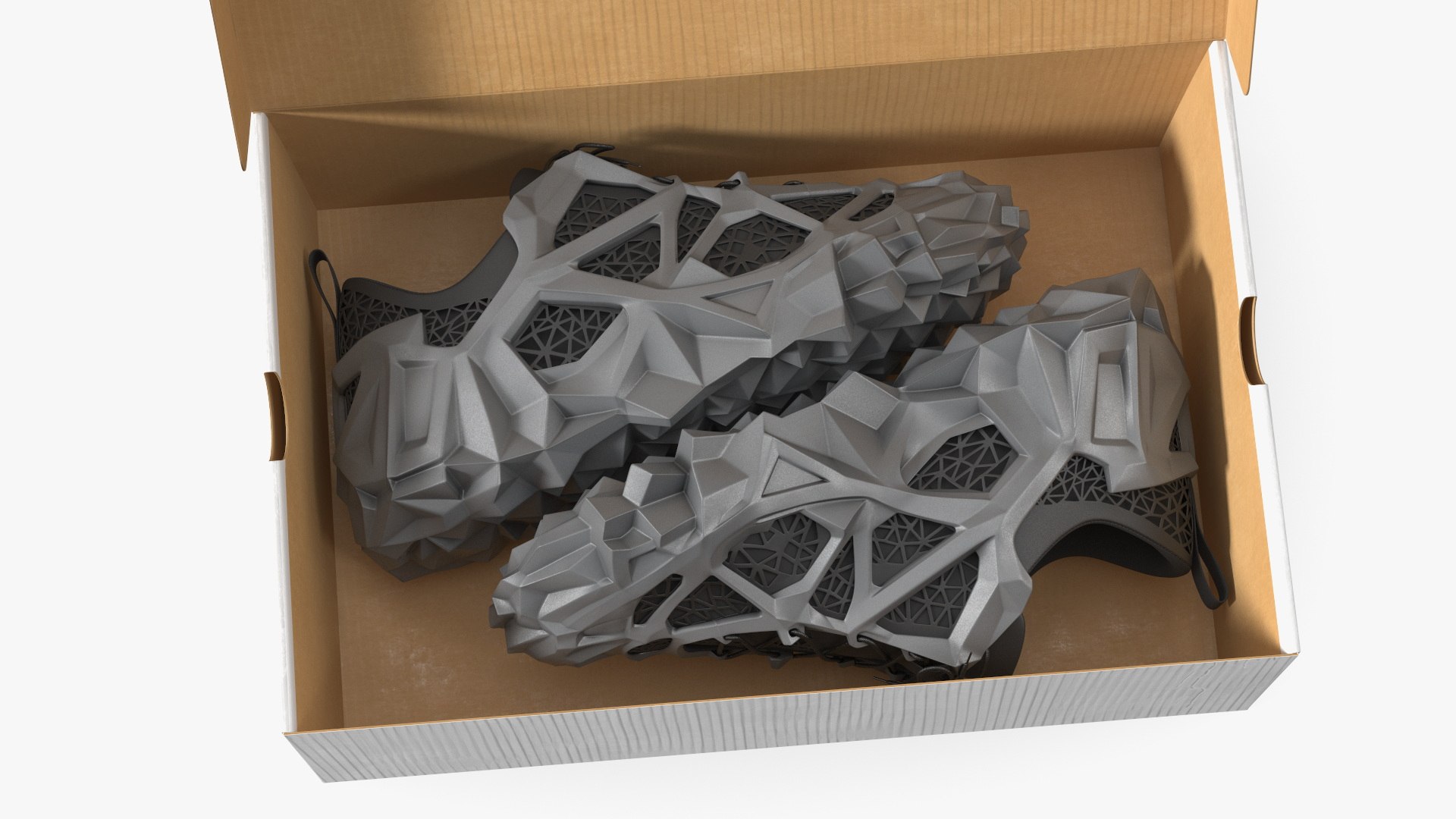 3D Athletic Footwear With Geometric Structure In Box - TurboSquid 2513595