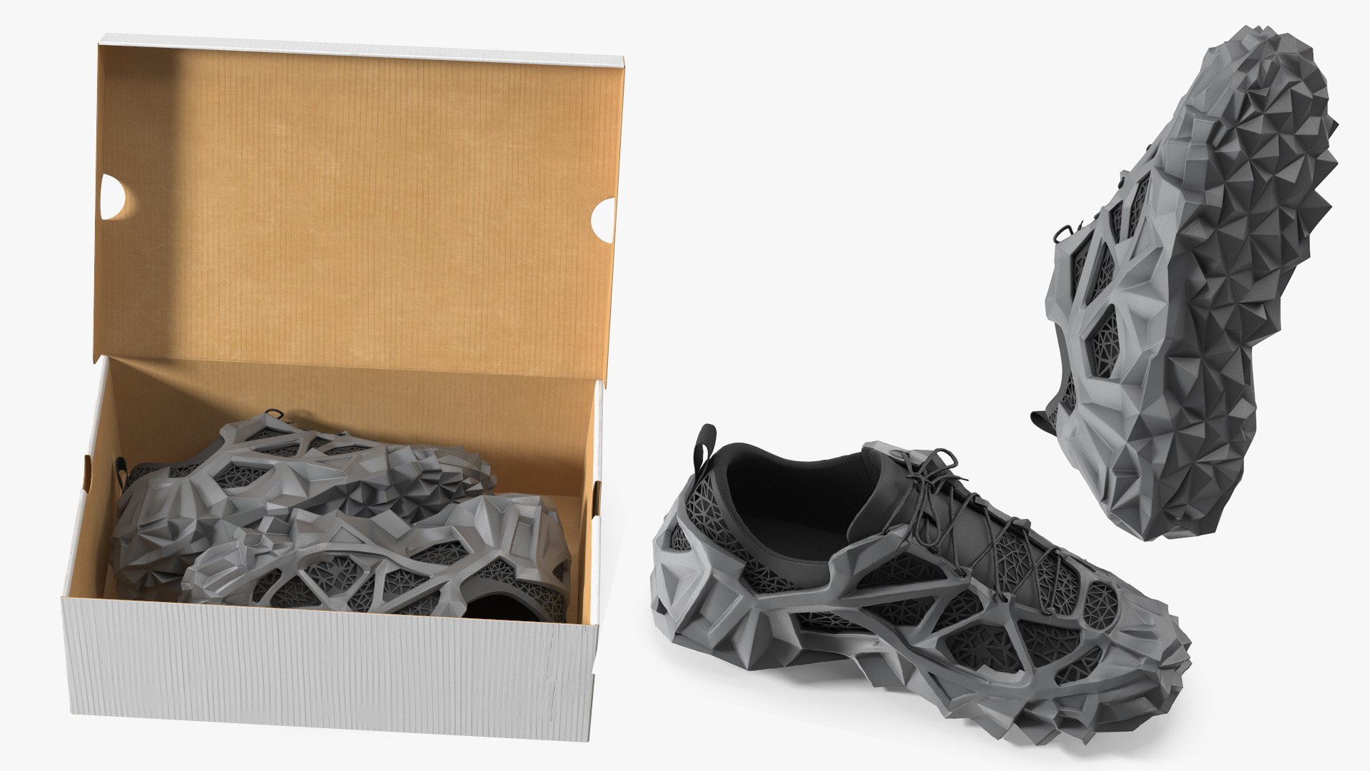 3D Athletic Footwear With Geometric Structure In Box - TurboSquid 2513595