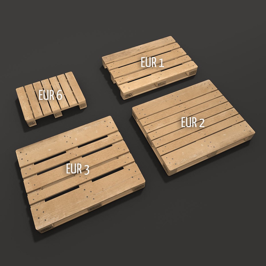 3d model standard euro pallets
