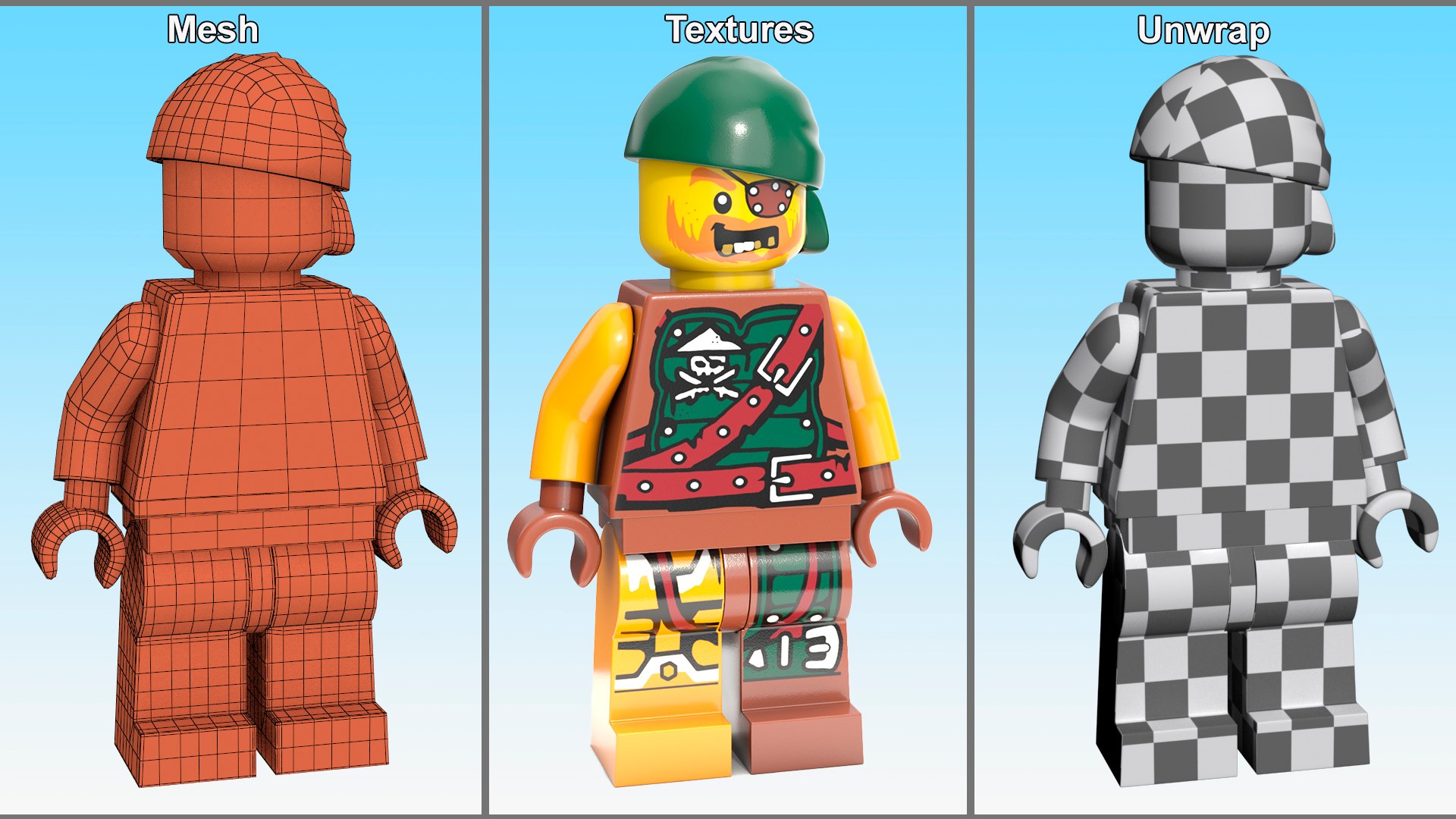3D Minifigure LEGO Pirate Rigged - TurboSquid 2276729