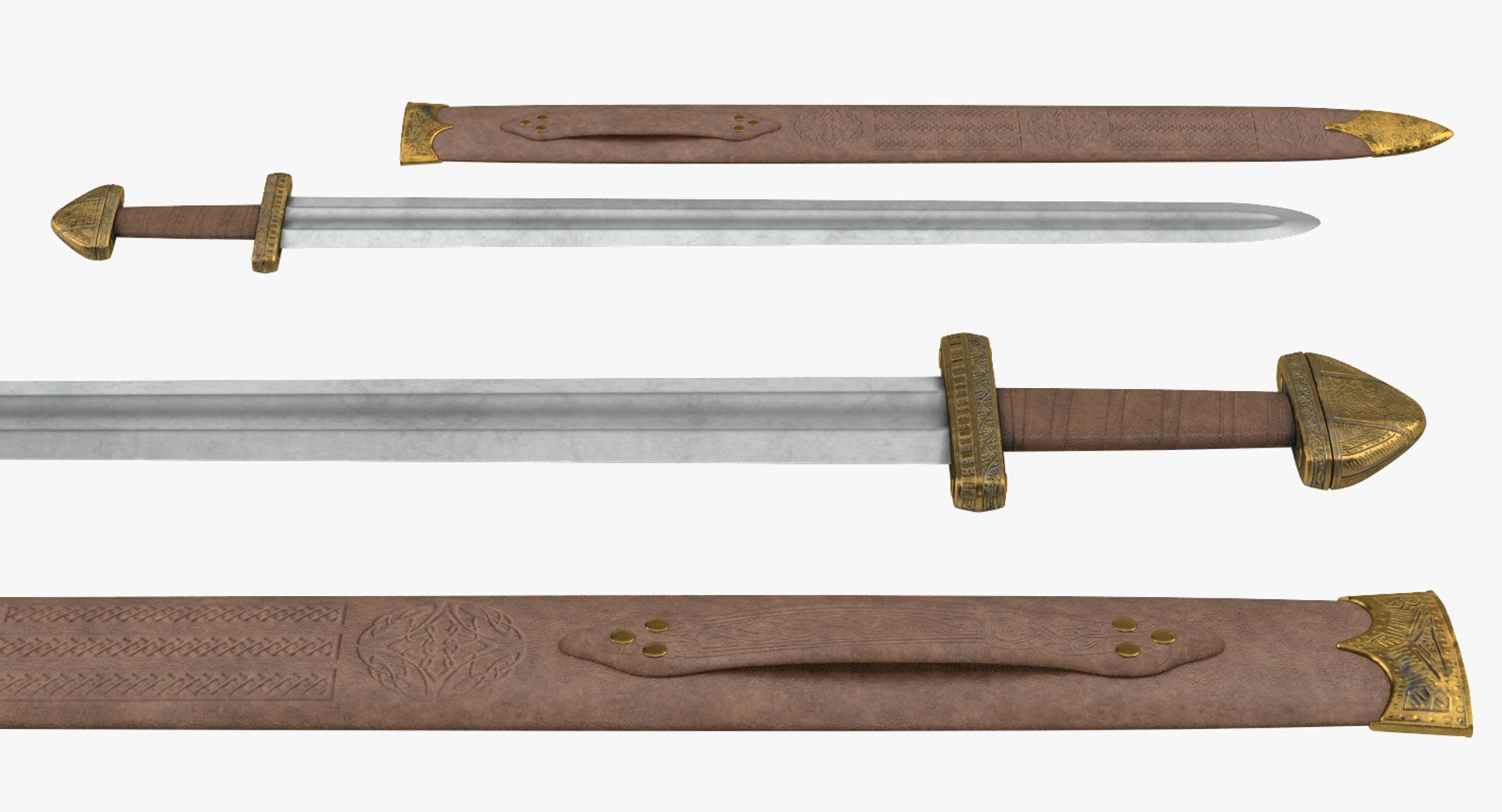 3d Model Viking Sword Set