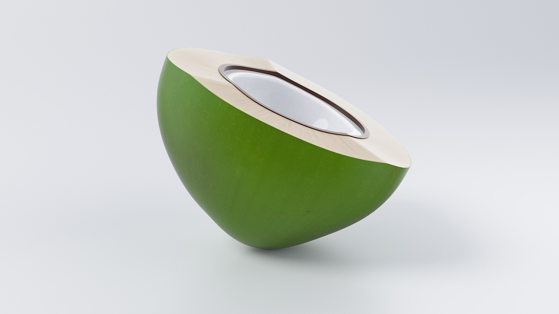 Cartoon Green Coconut Half 3D - TurboSquid 2107120