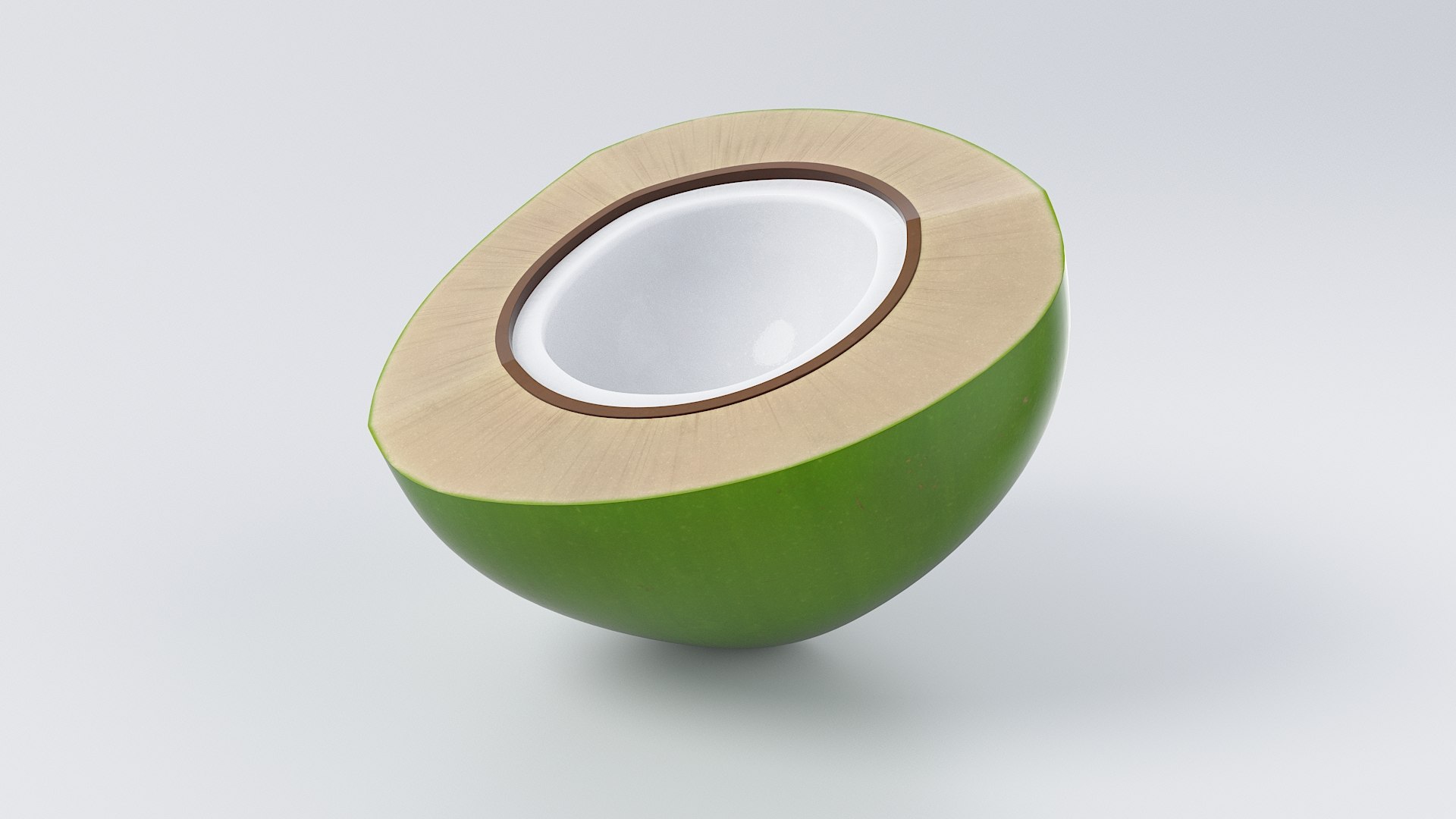 Cartoon Green Coconut Half 3D - TurboSquid 2107120