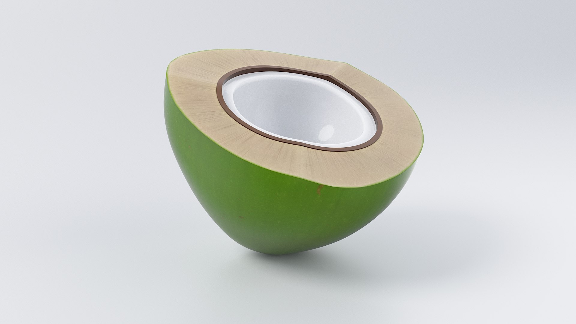 Cartoon Green Coconut Half 3D - TurboSquid 2107120