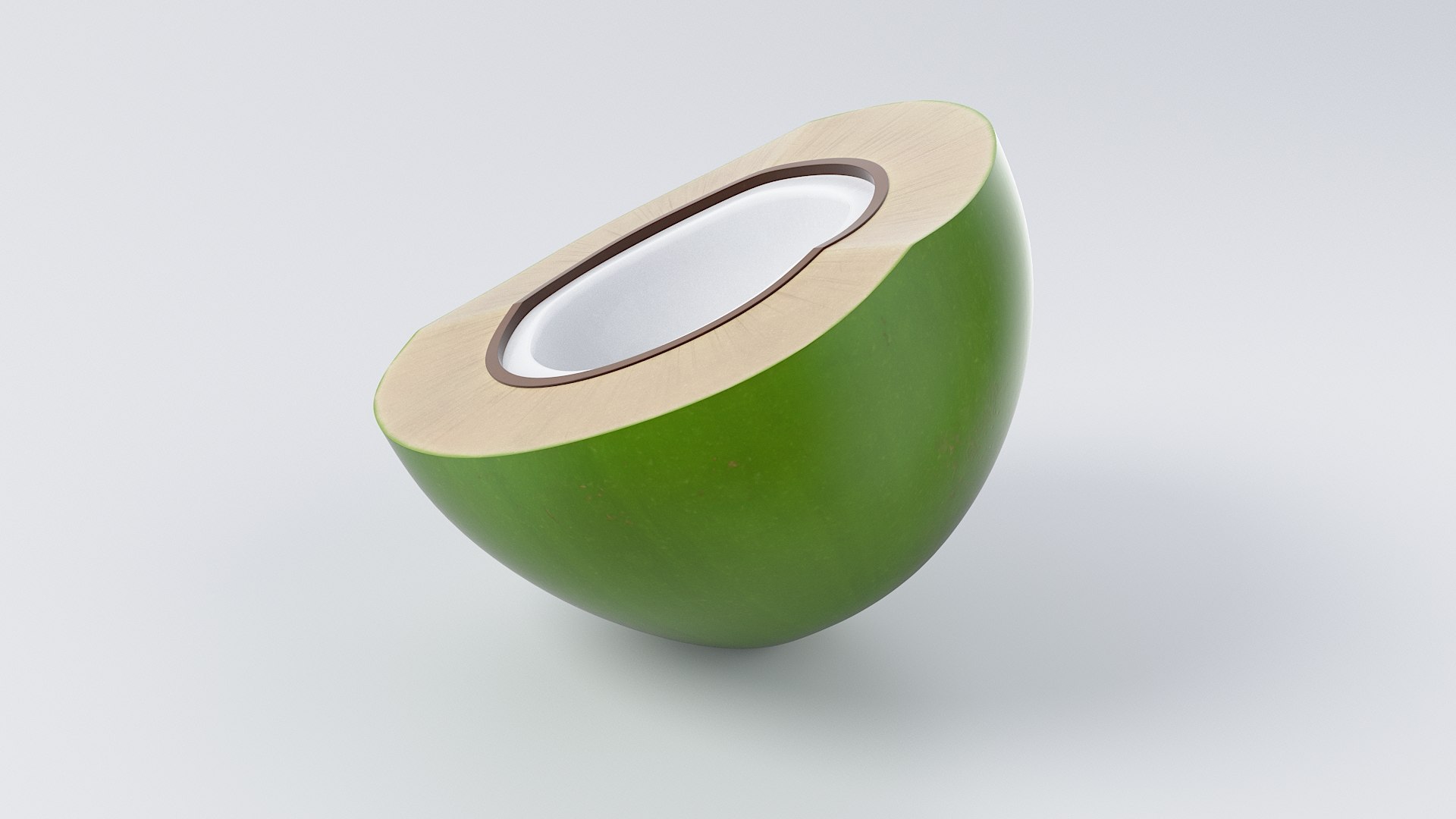 Cartoon Green Coconut Half 3D - TurboSquid 2107120