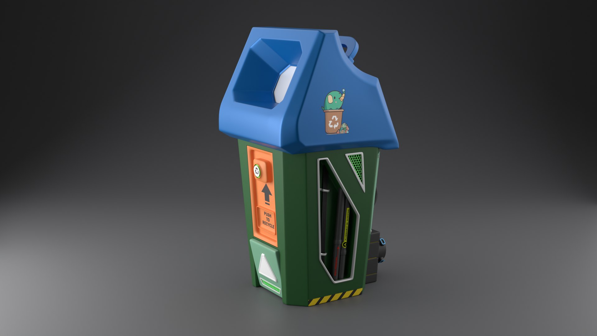 3D Model Futuristic Wastebox With Recycle Button - TurboSquid 2014683