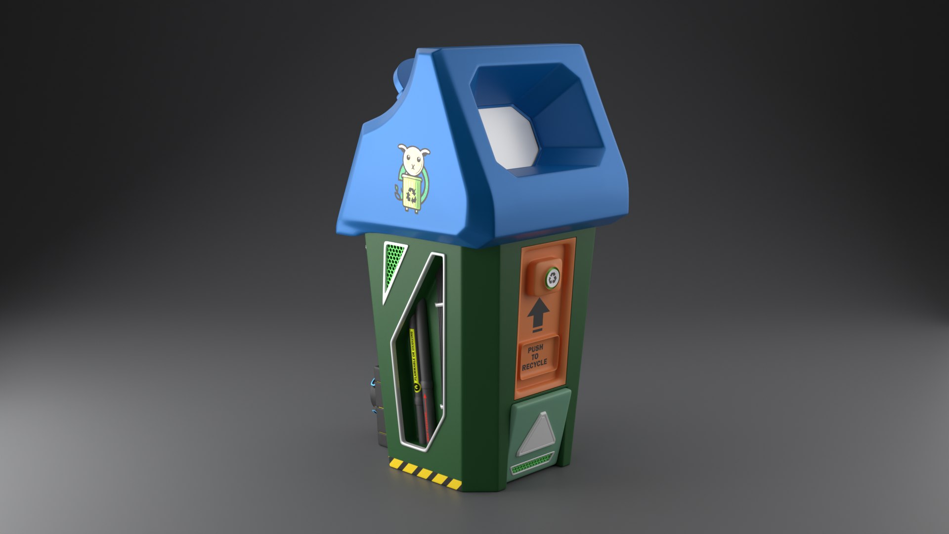 3D Model Futuristic Wastebox With Recycle Button - TurboSquid 2014683