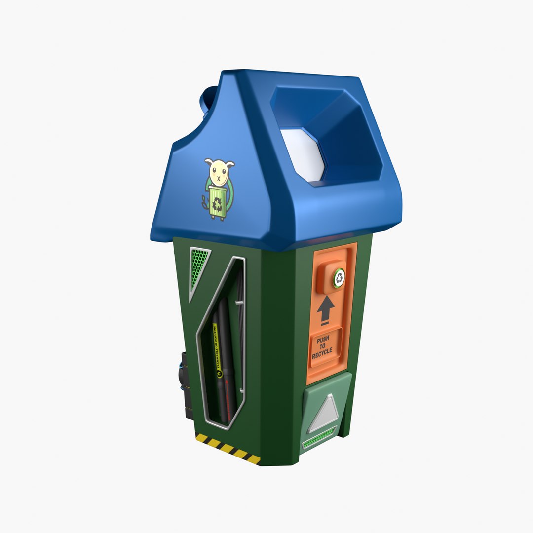 3D Model Futuristic Wastebox With Recycle Button - TurboSquid 2014683