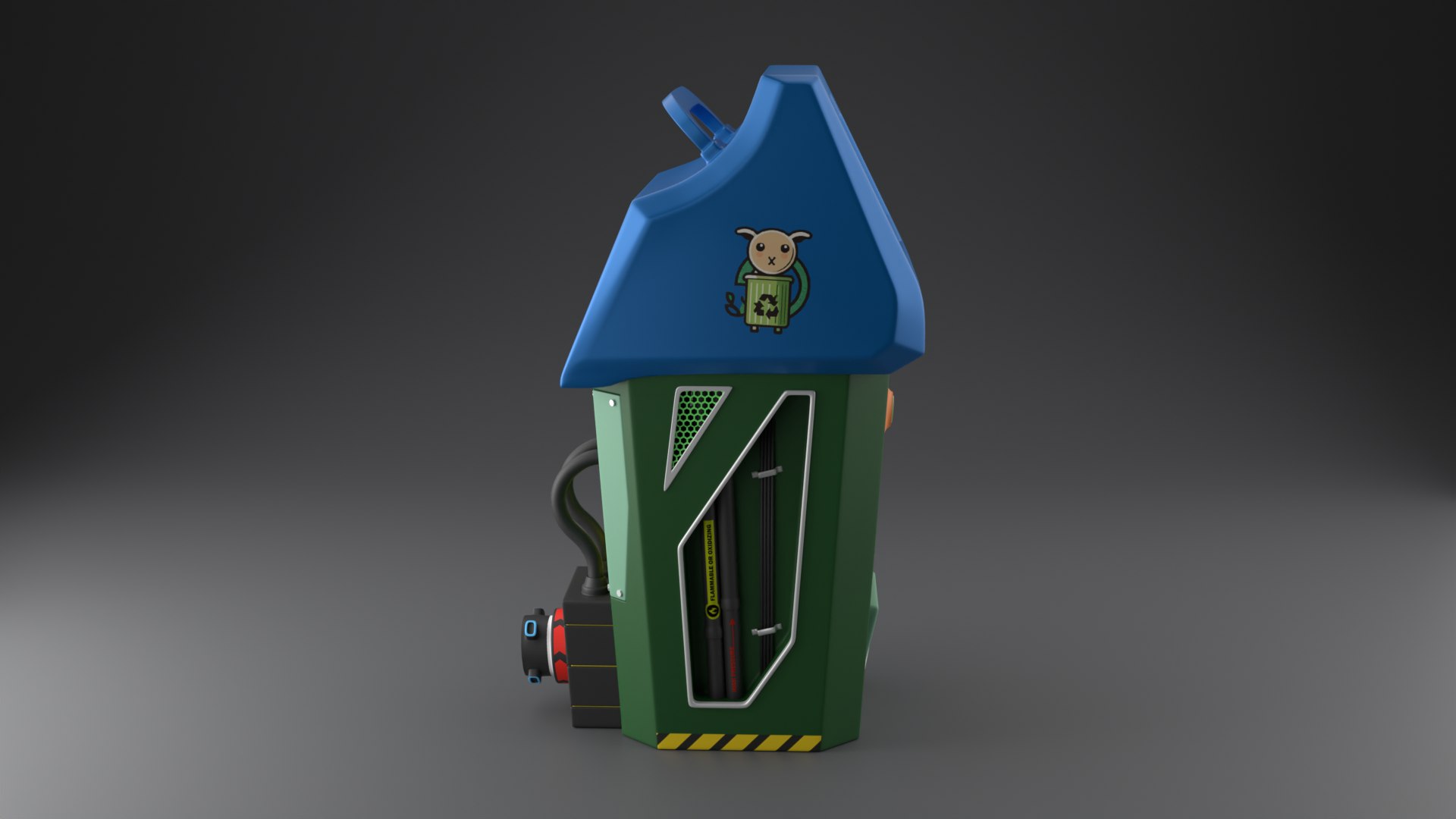3D Model Futuristic Wastebox With Recycle Button - TurboSquid 2014683