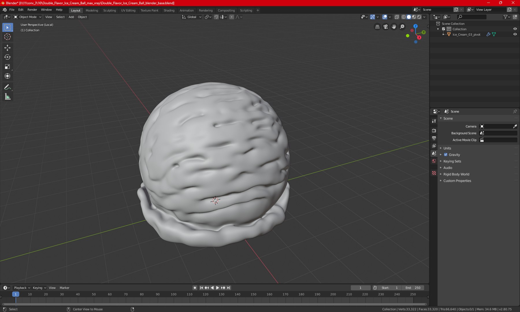 3D Double Flavor Ice Cream Ball - TurboSquid 2233806