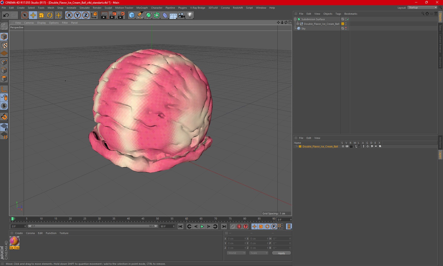 3D Double Flavor Ice Cream Ball - TurboSquid 2233806