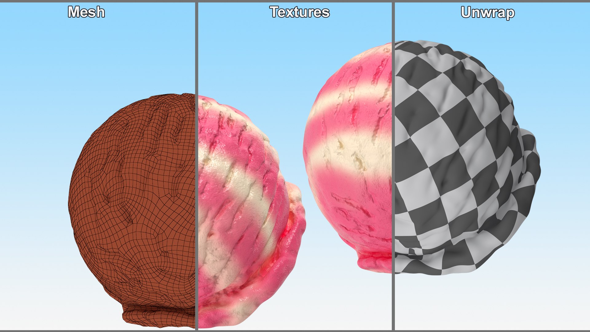 3D Double Flavor Ice Cream Ball - TurboSquid 2233806