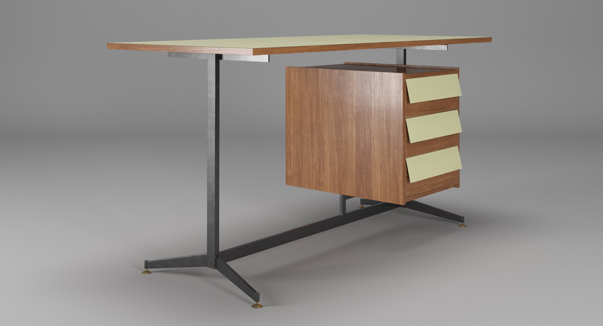 3D Mid-century Writing Desk Formica - TurboSquid 1174181