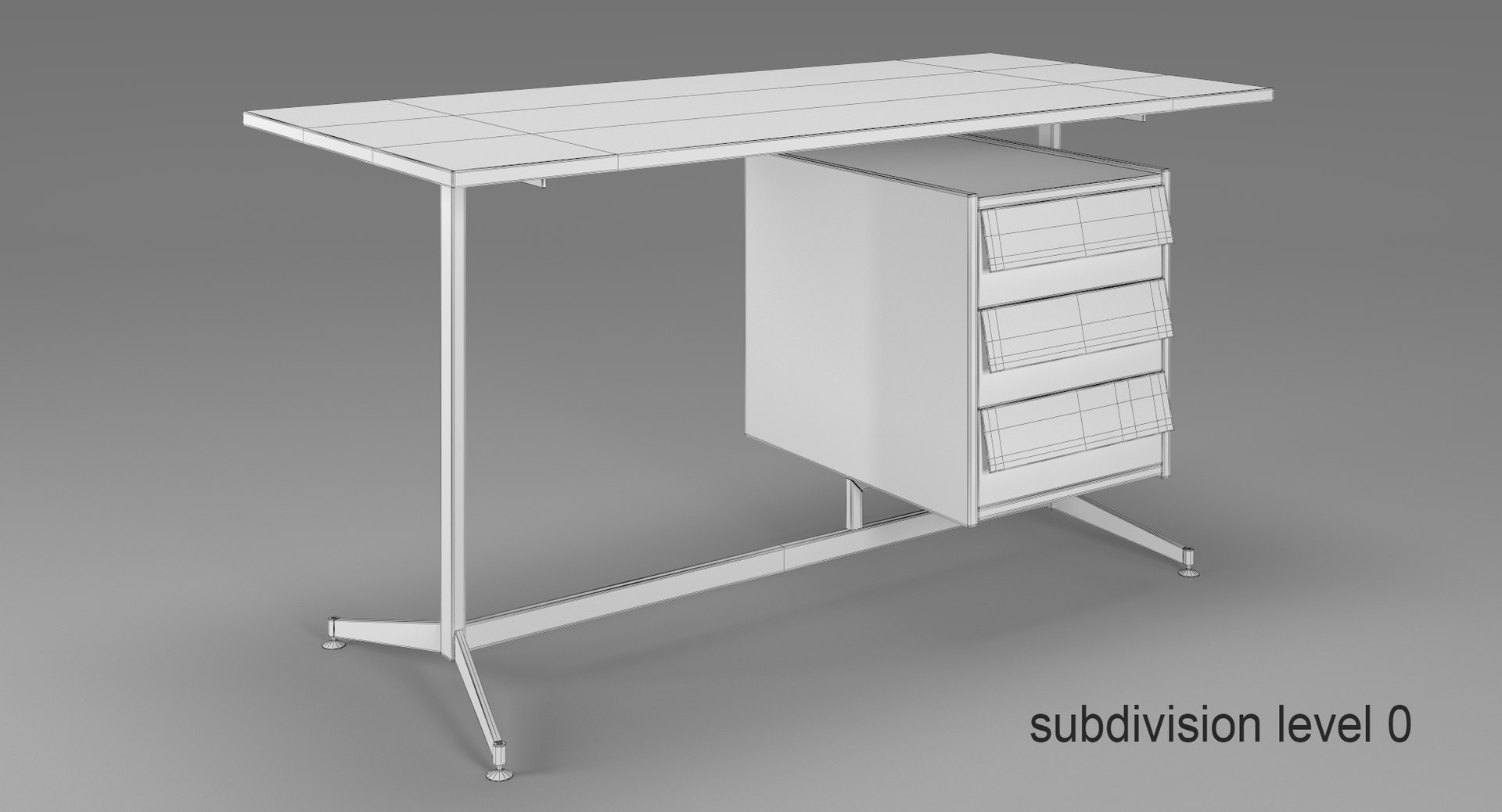 3D Mid-century Writing Desk Formica - TurboSquid 1174181