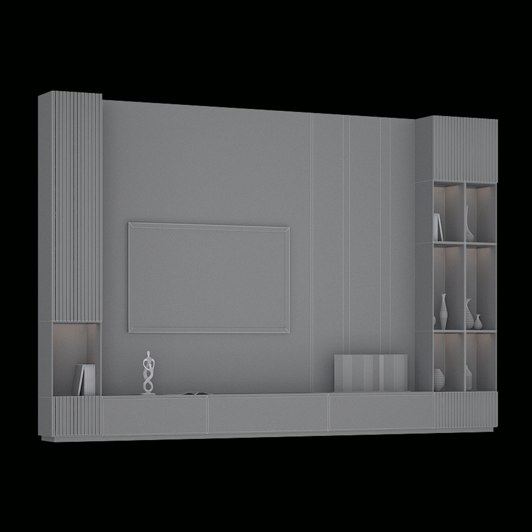 3D Tv Wall Set Model - TurboSquid 1616545