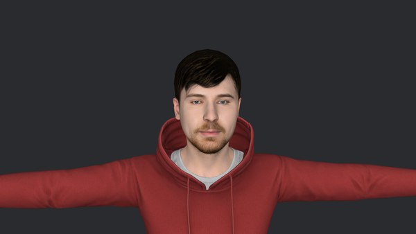 modèle 3D de Mr Beast, personnage 3D hyper réaliste, corps complet ...