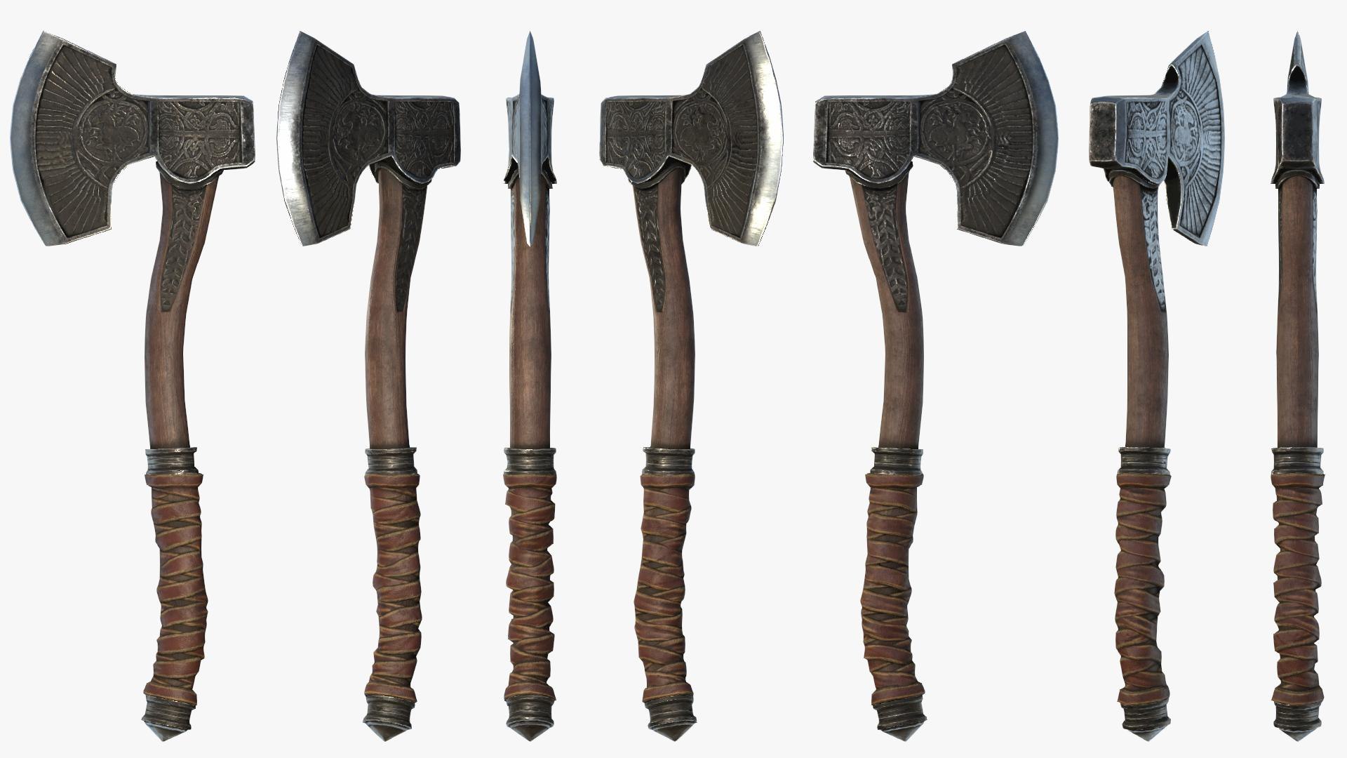 3D Fantasy Axe RPG Broadaxe Broad Bearded Boarding Axe Viking Hand Ax ...