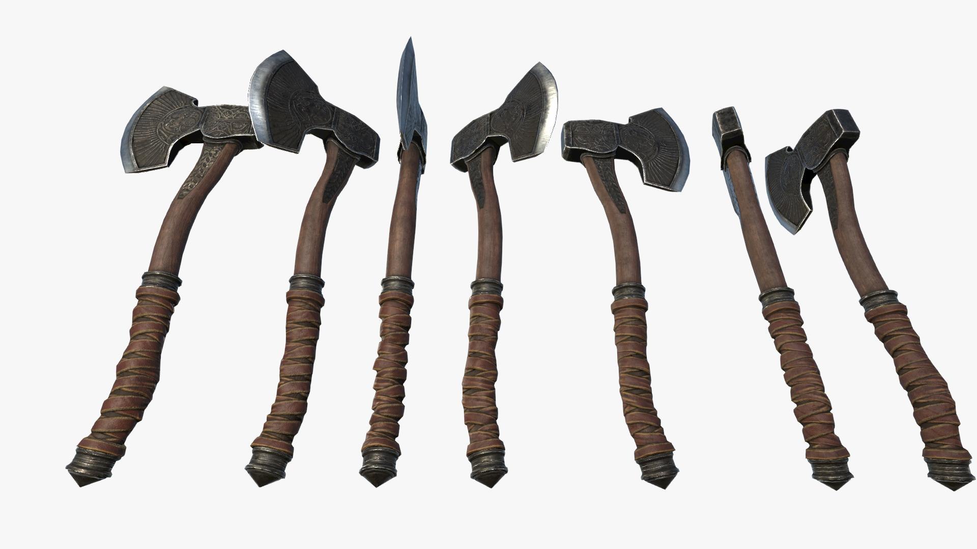 3D Fantasy Axe RPG Broadaxe Broad Bearded Boarding Axe Viking Hand Ax ...