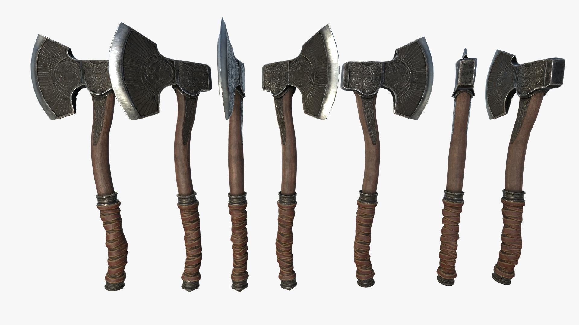 3D Fantasy Axe RPG Broadaxe Broad Bearded Boarding Axe Viking Hand Ax ...