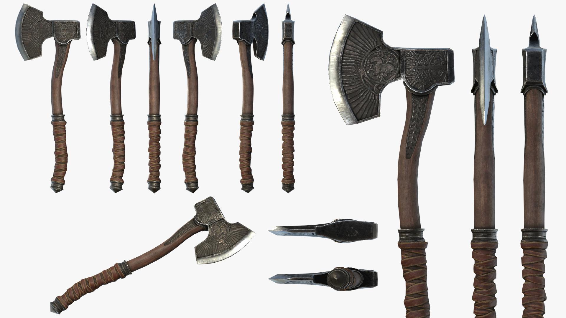 3D Fantasy Axe RPG Broadaxe Broad Bearded Boarding Axe Viking Hand Ax ...