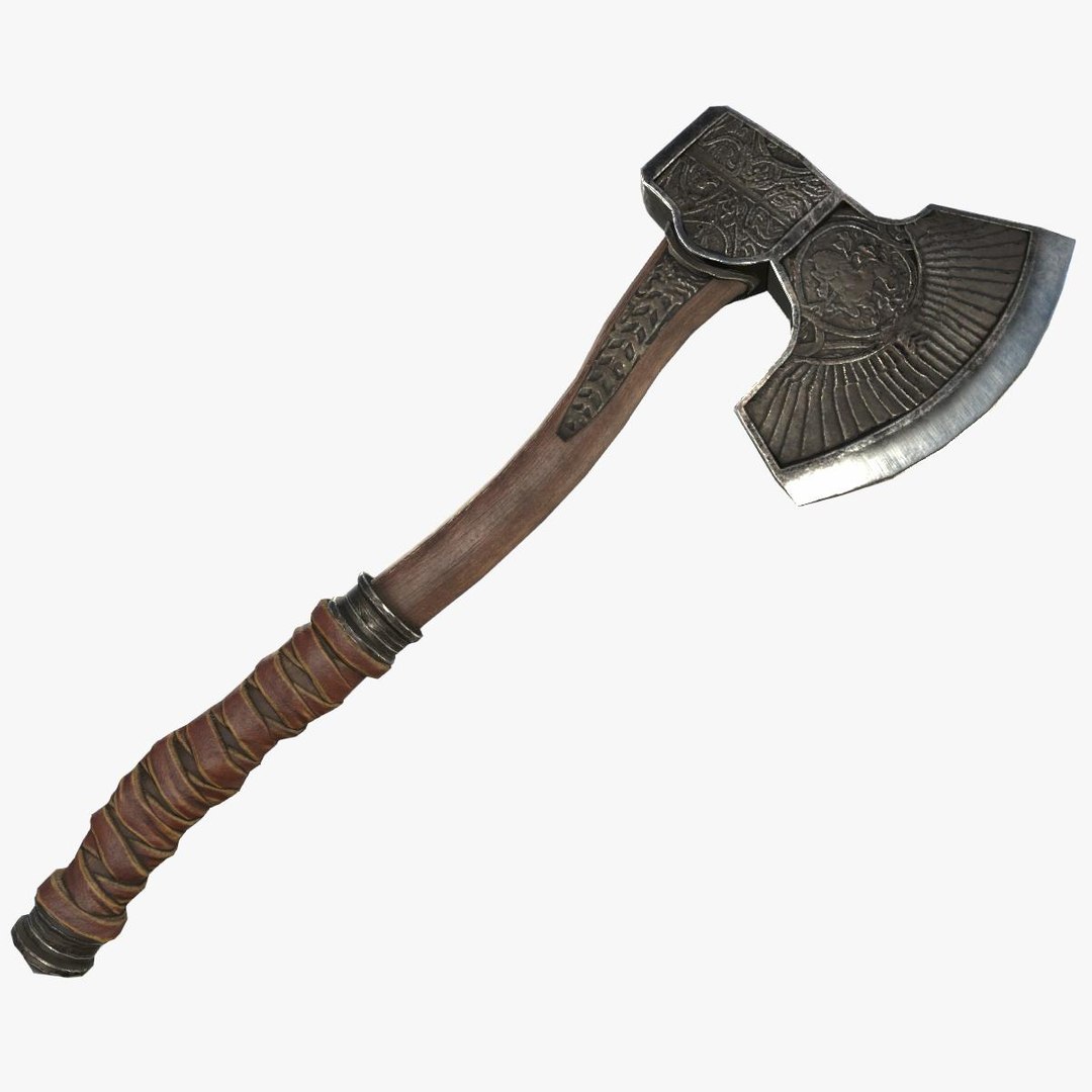 3D Fantasy Axe RPG Broadaxe Broad Bearded Boarding Axe Viking Hand Ax ...