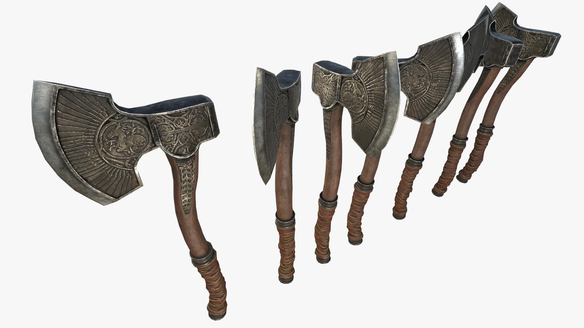 3D Fantasy Axe RPG Broadaxe Broad Bearded Boarding Axe Viking Hand Ax ...