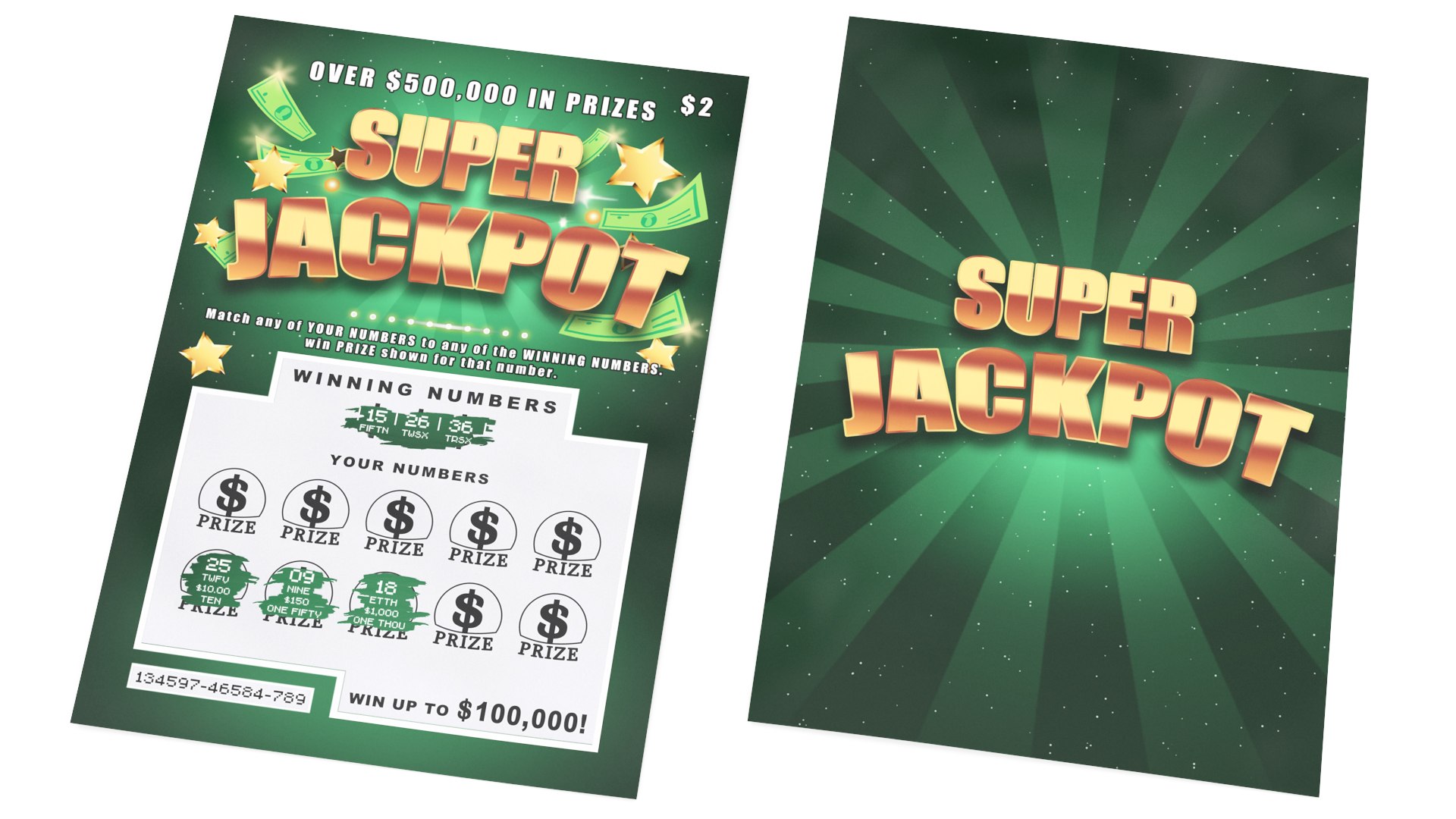 Super Jackpot Scratch Lottery Ticket With Erased Layer 3D Model ...