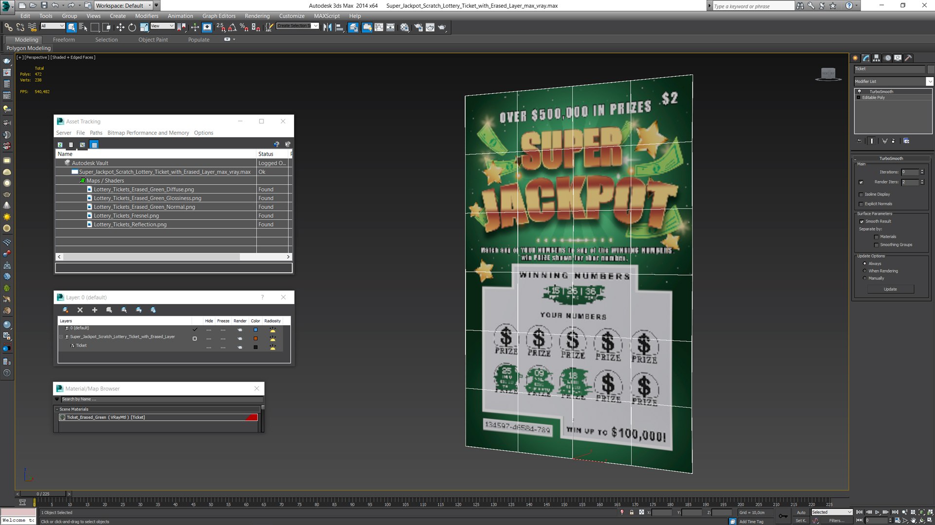 Super Jackpot Scratch Lottery Ticket With Erased Layer 3D Model ...