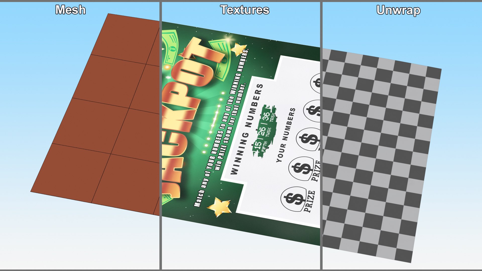 Super Jackpot Scratch Lottery Ticket With Erased Layer 3D Model ...