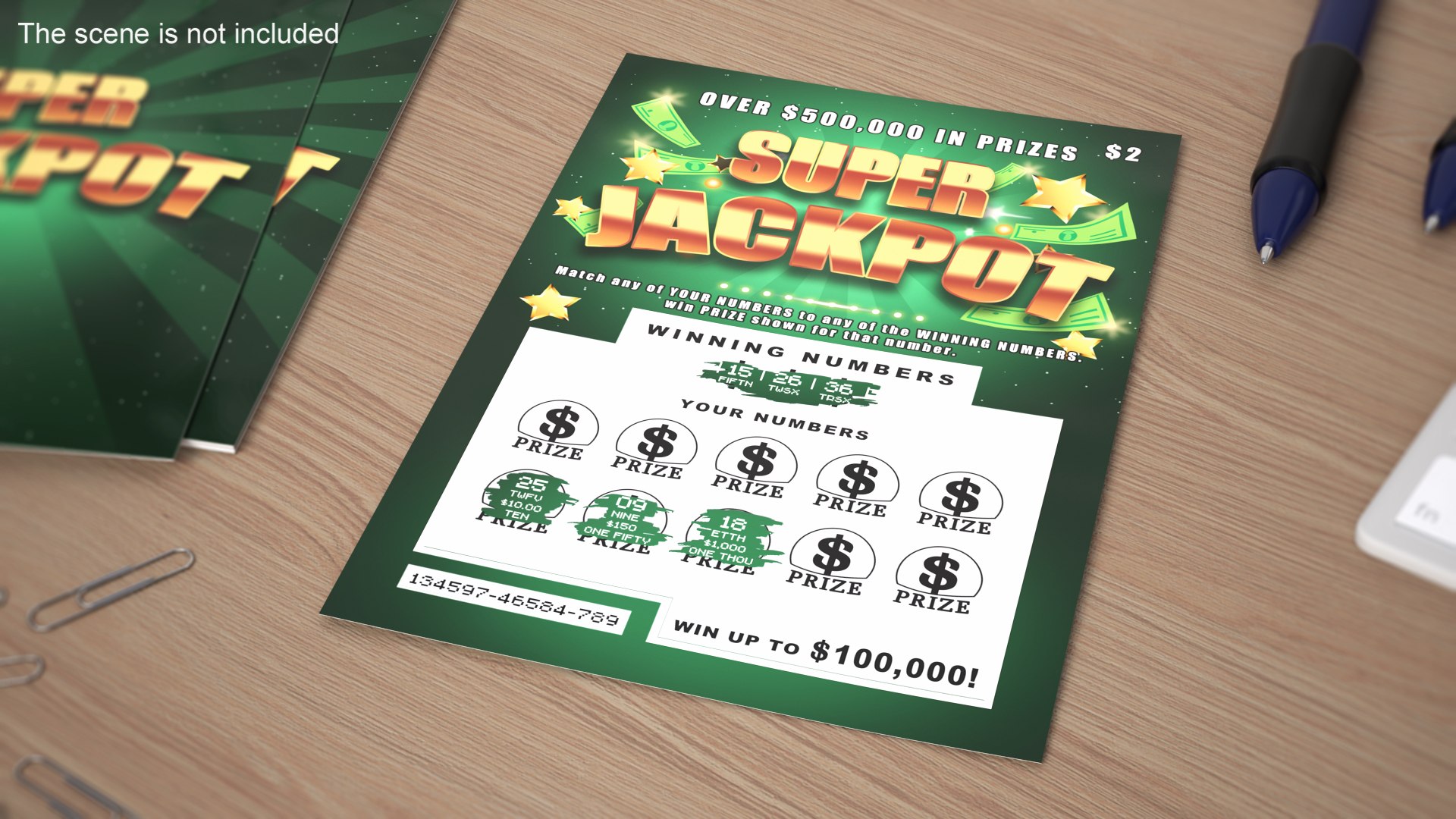 Super Jackpot Scratch Lottery Ticket With Erased Layer 3D Model ...