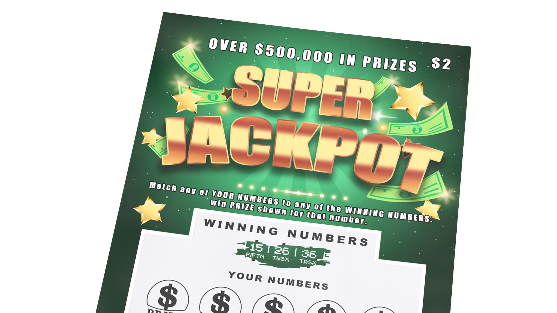 Super Jackpot Scratch Lottery Ticket With Erased Layer 3D Model ...