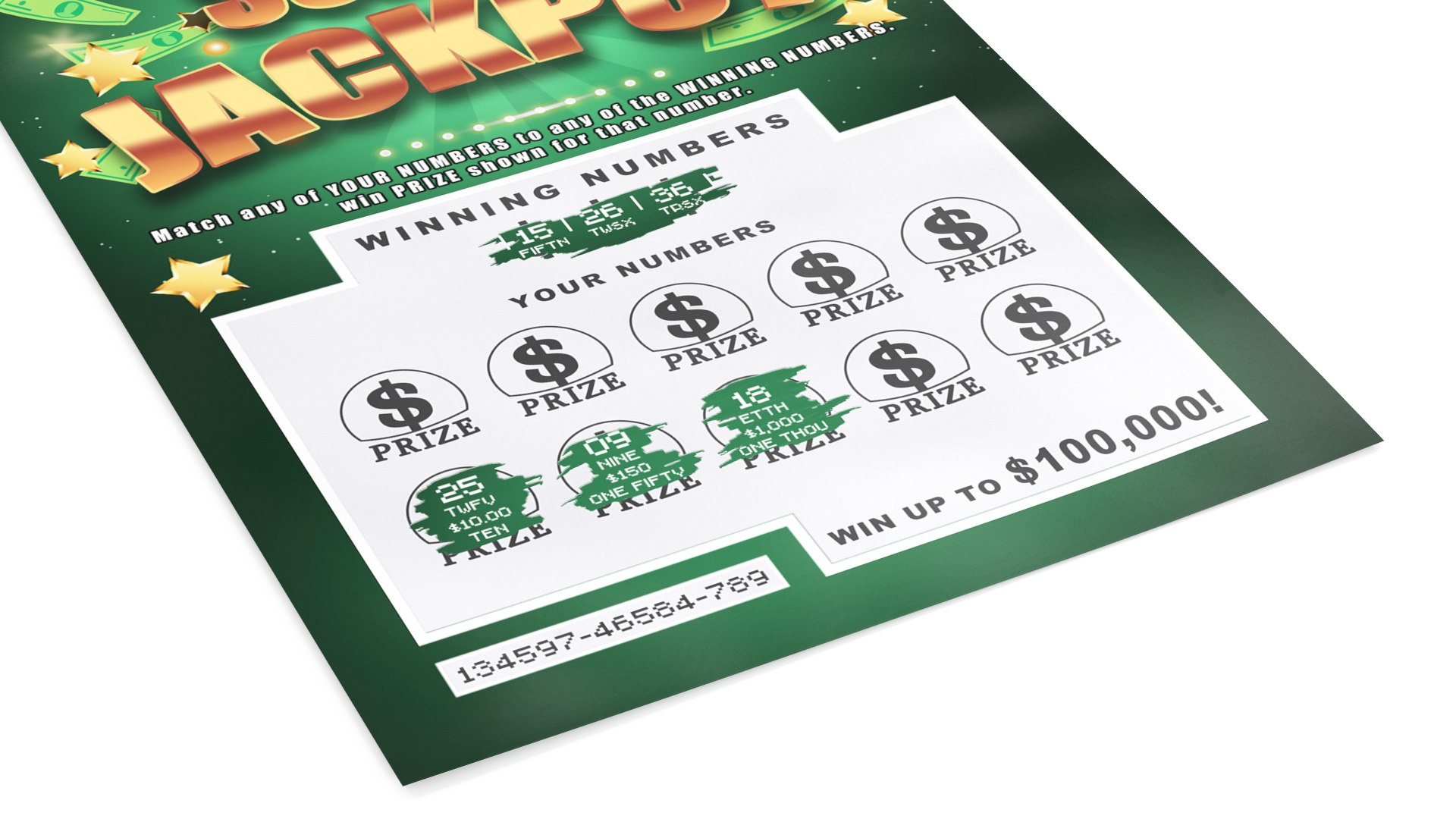Super Jackpot Scratch Lottery Ticket With Erased Layer 3D Model ...
