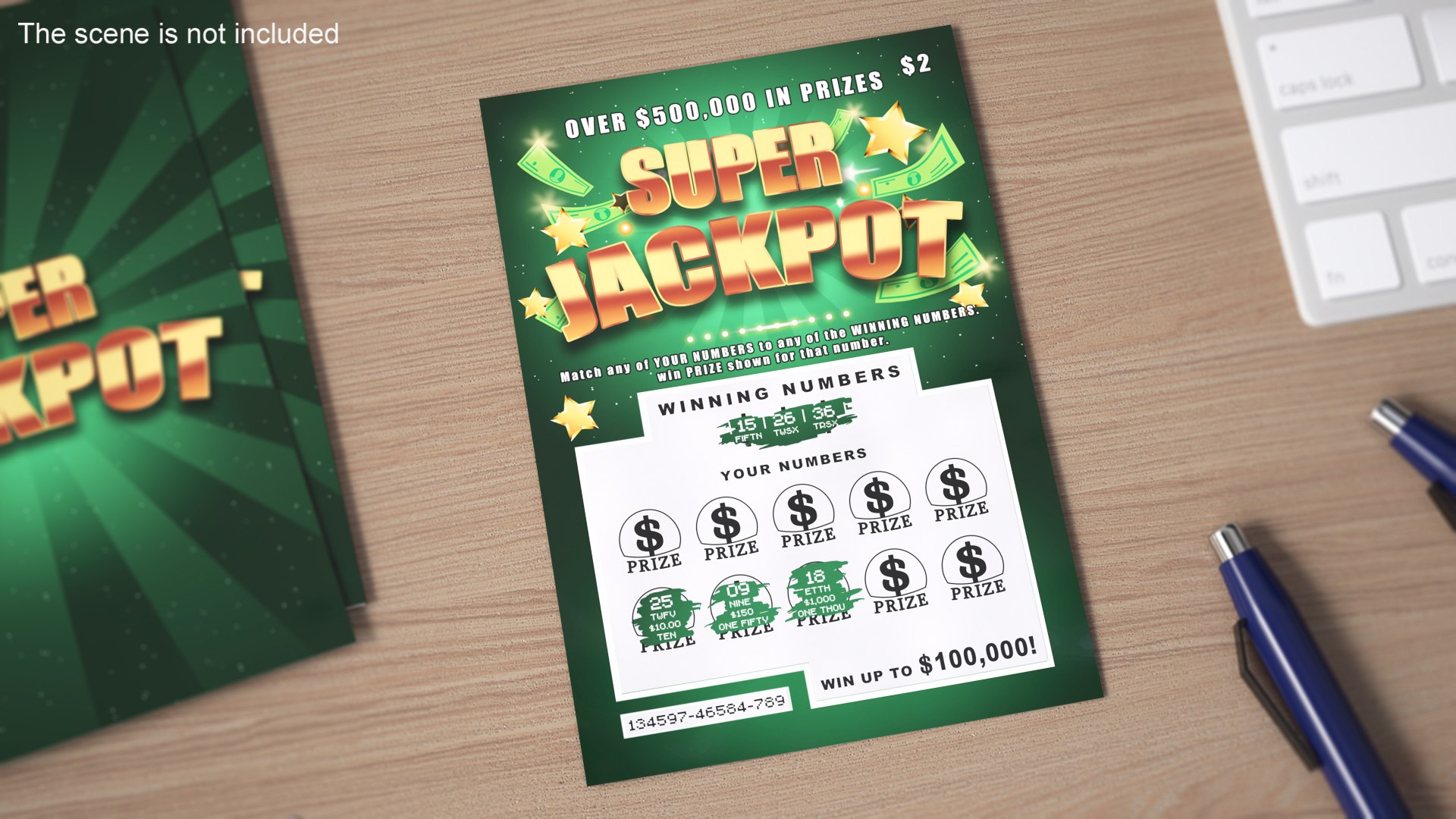 Super Jackpot Scratch Lottery Ticket With Erased Layer 3D Model ...