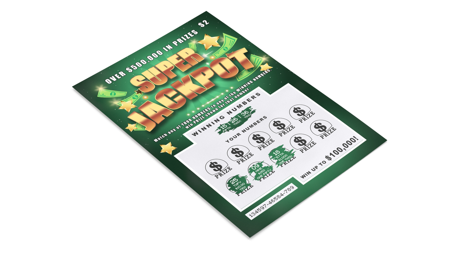 Super Jackpot Scratch Lottery Ticket With Erased Layer 3D Model ...