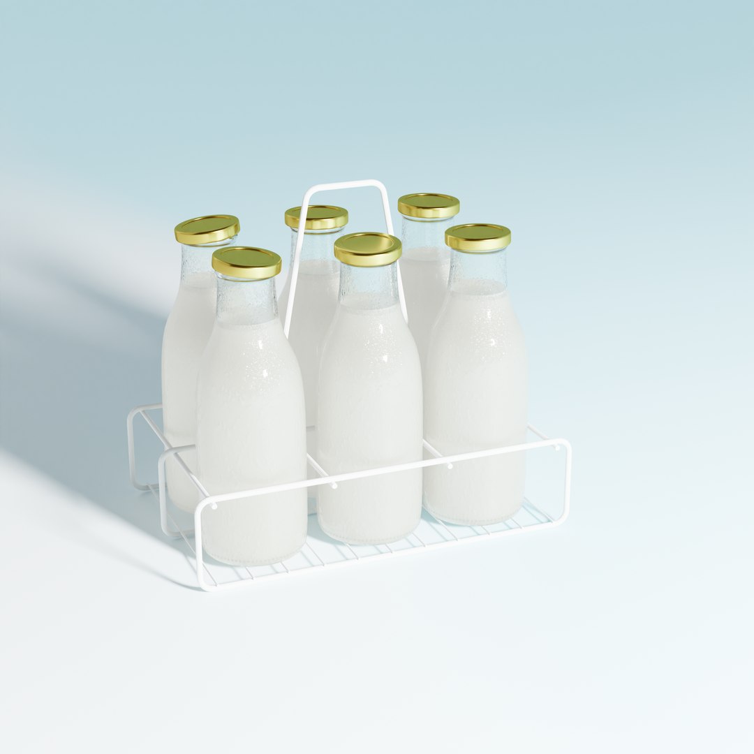 3D Milk Bottles In Rack Model - TurboSquid 1924853