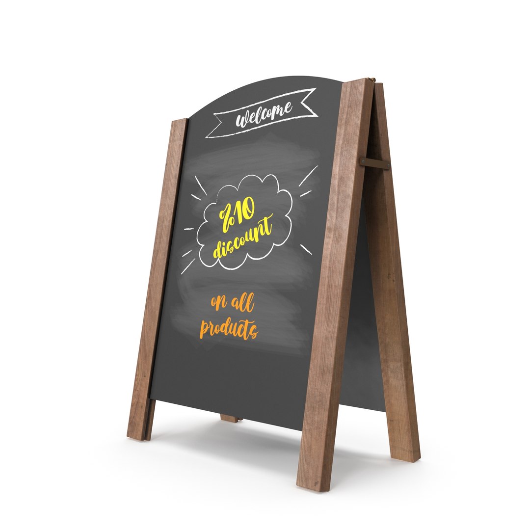 Wooden Double-Sided Menu Advertising Sign Model 3D Model - TurboSquid ...