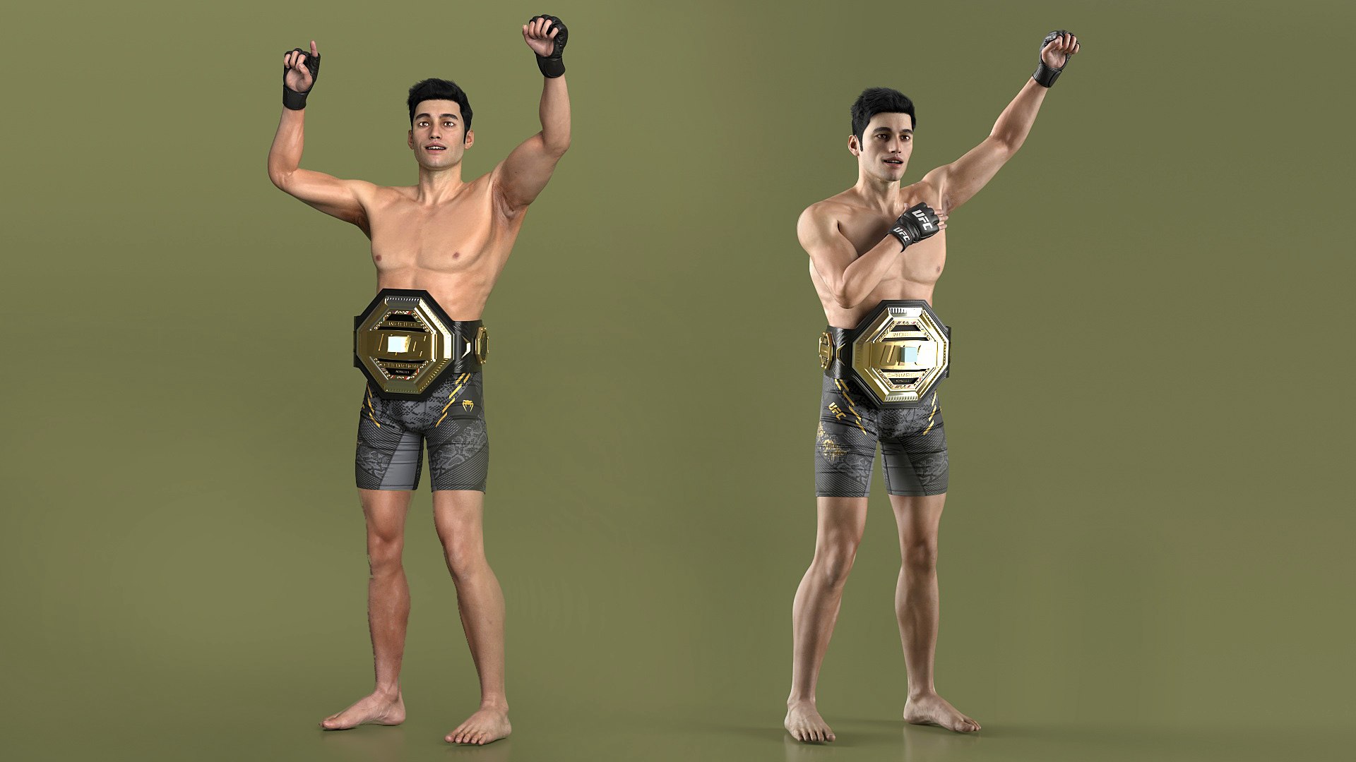 Fighter UFC MMA With Belt Wins Animated Fur Rigged 3D Model ...