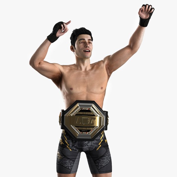 modelo 3d Luchador de UFC MMA con cinturón gana animado con piel ...
