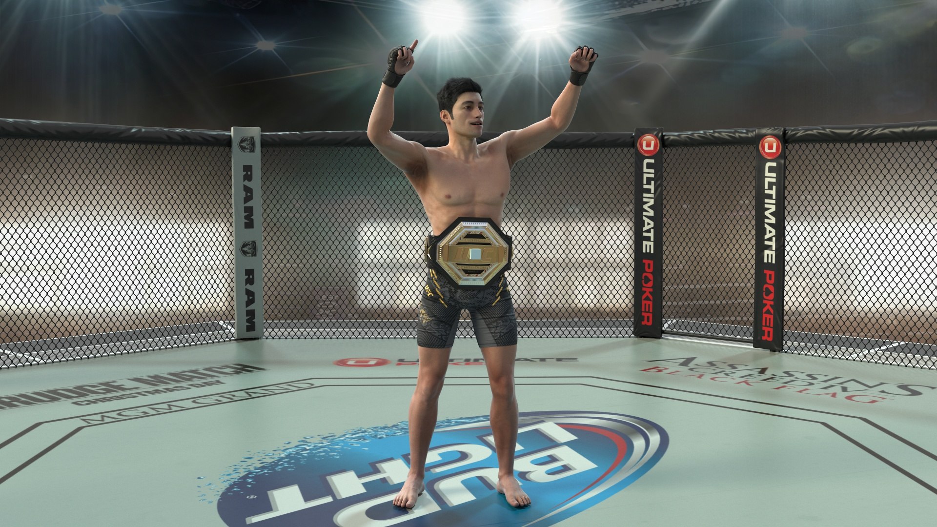Fighter UFC MMA With Belt Wins Animated Fur Rigged 3D Model ...