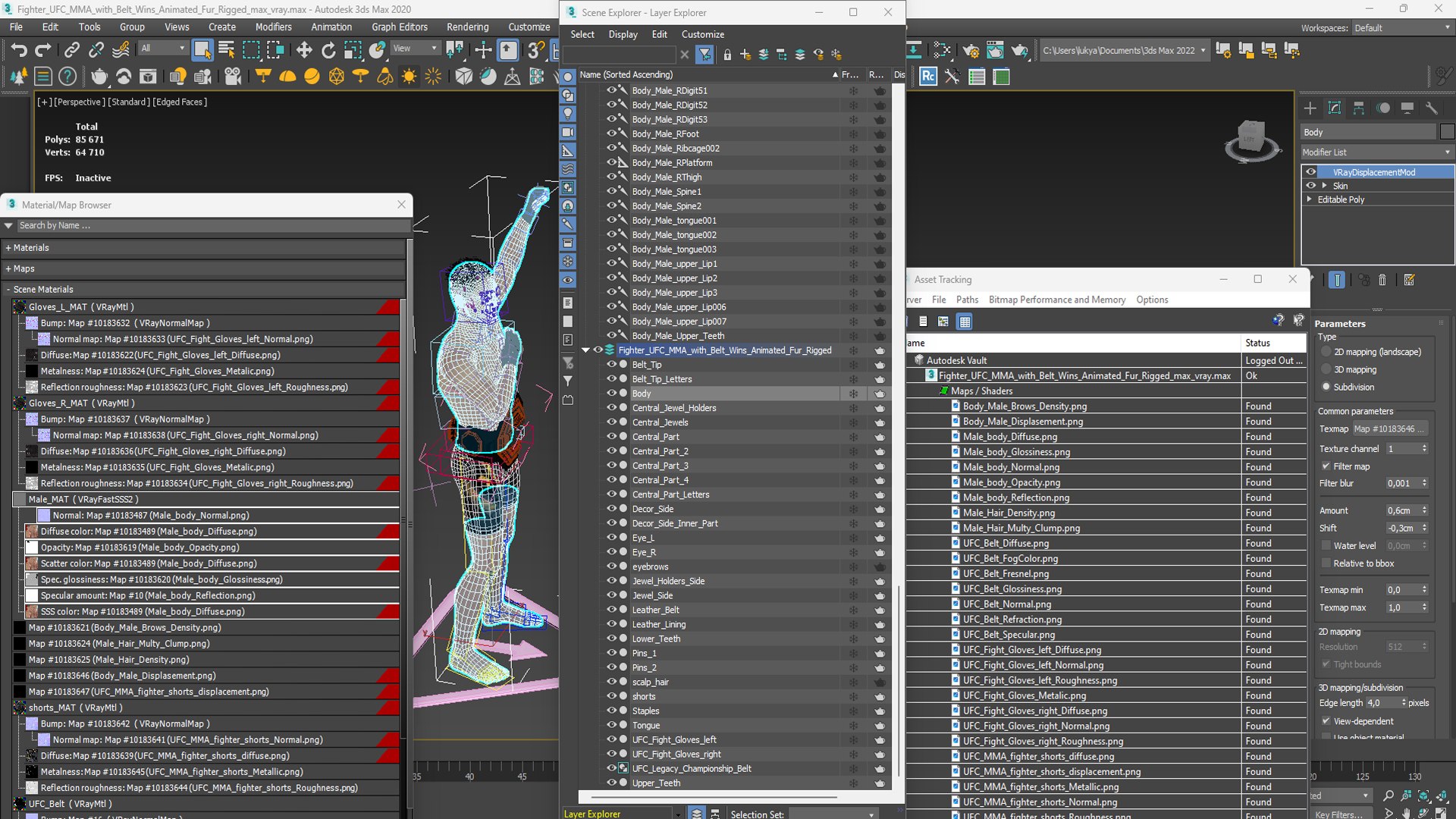 Fighter UFC MMA With Belt Wins Animated Fur Rigged 3D Model ...