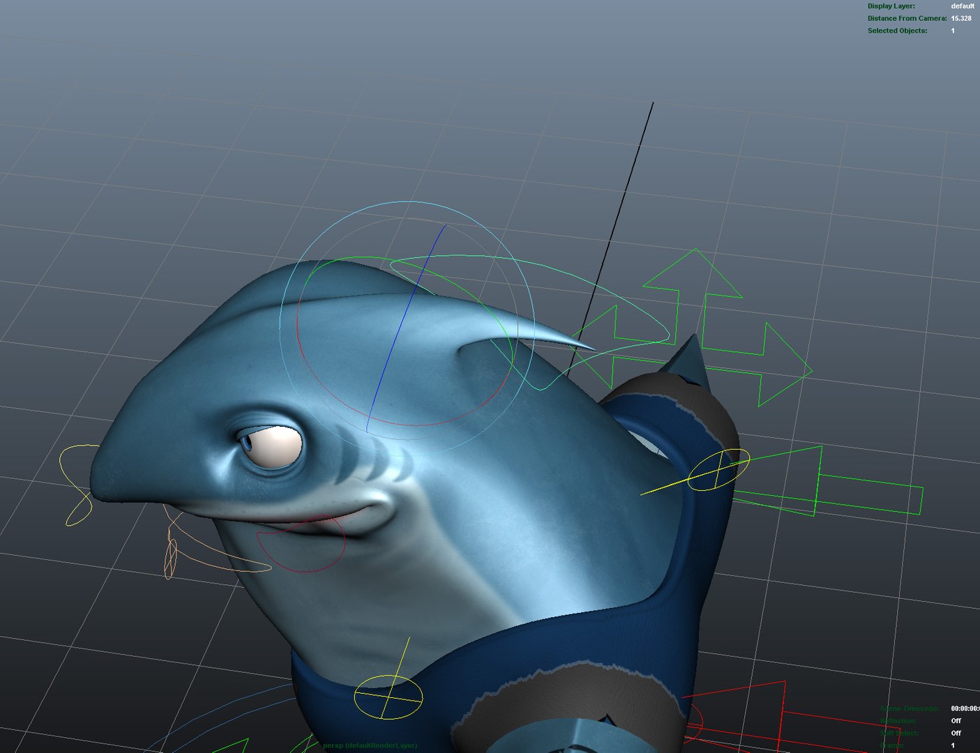 3d cartoon shark character rigged model