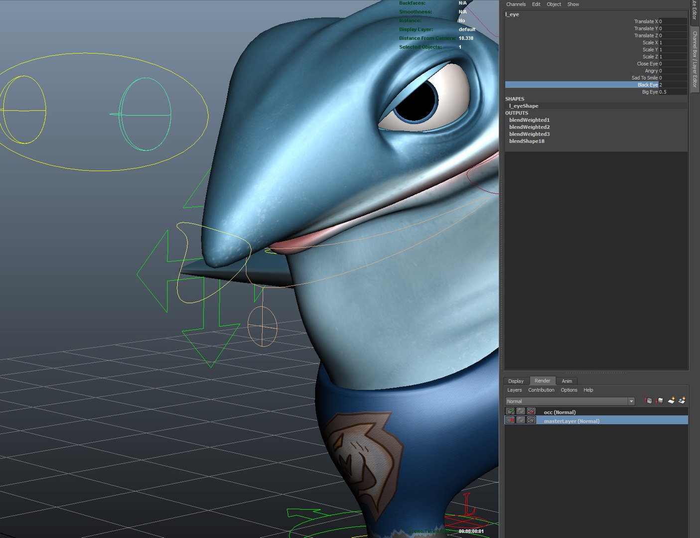 3d cartoon shark character rigged model